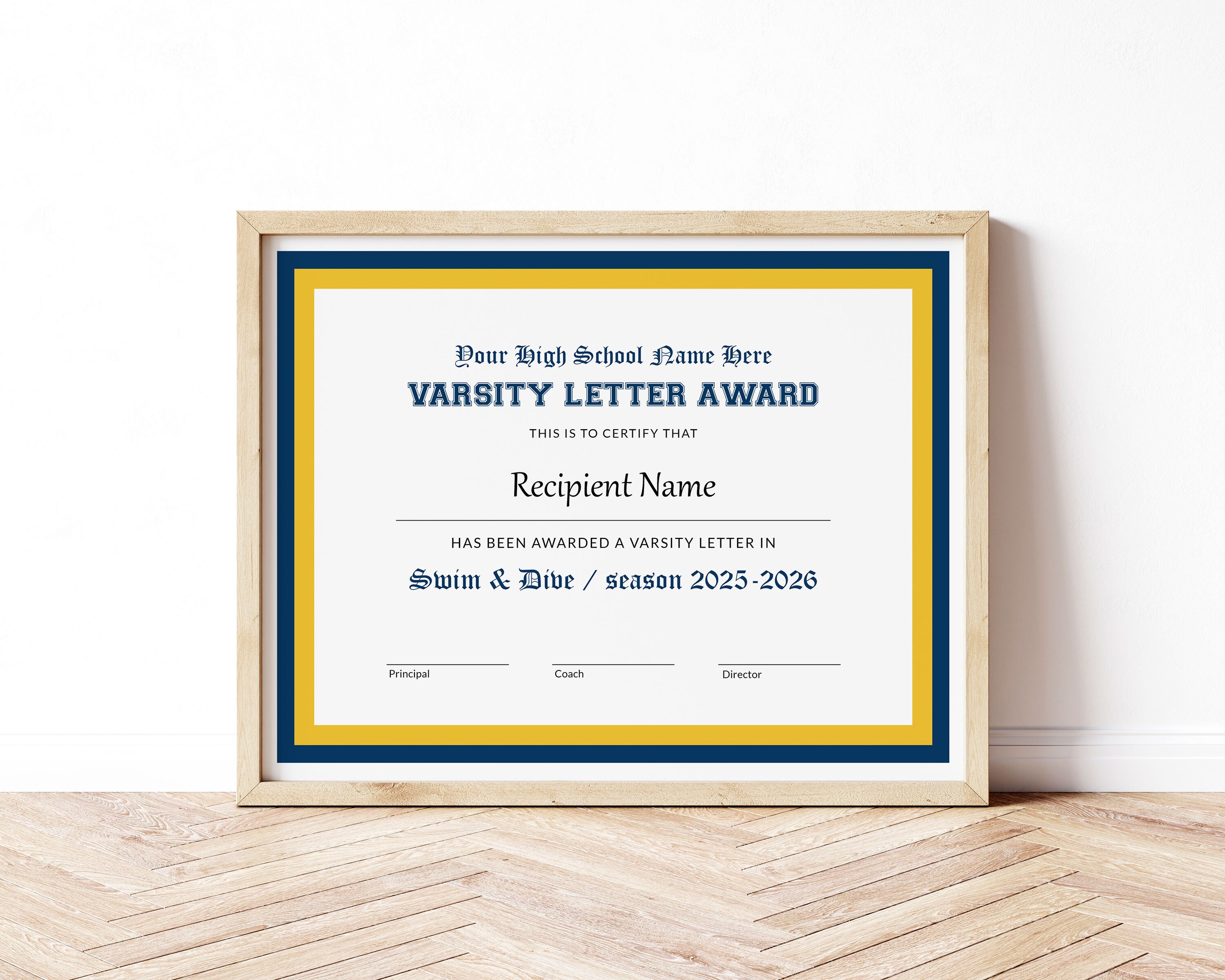 EDITABLE Varsity Letter Award Template, Swim & Dive Template JV Junior ...
