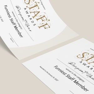 Best Staff Awards, Funniest Staff Member, EDITABLE Best Employee ...