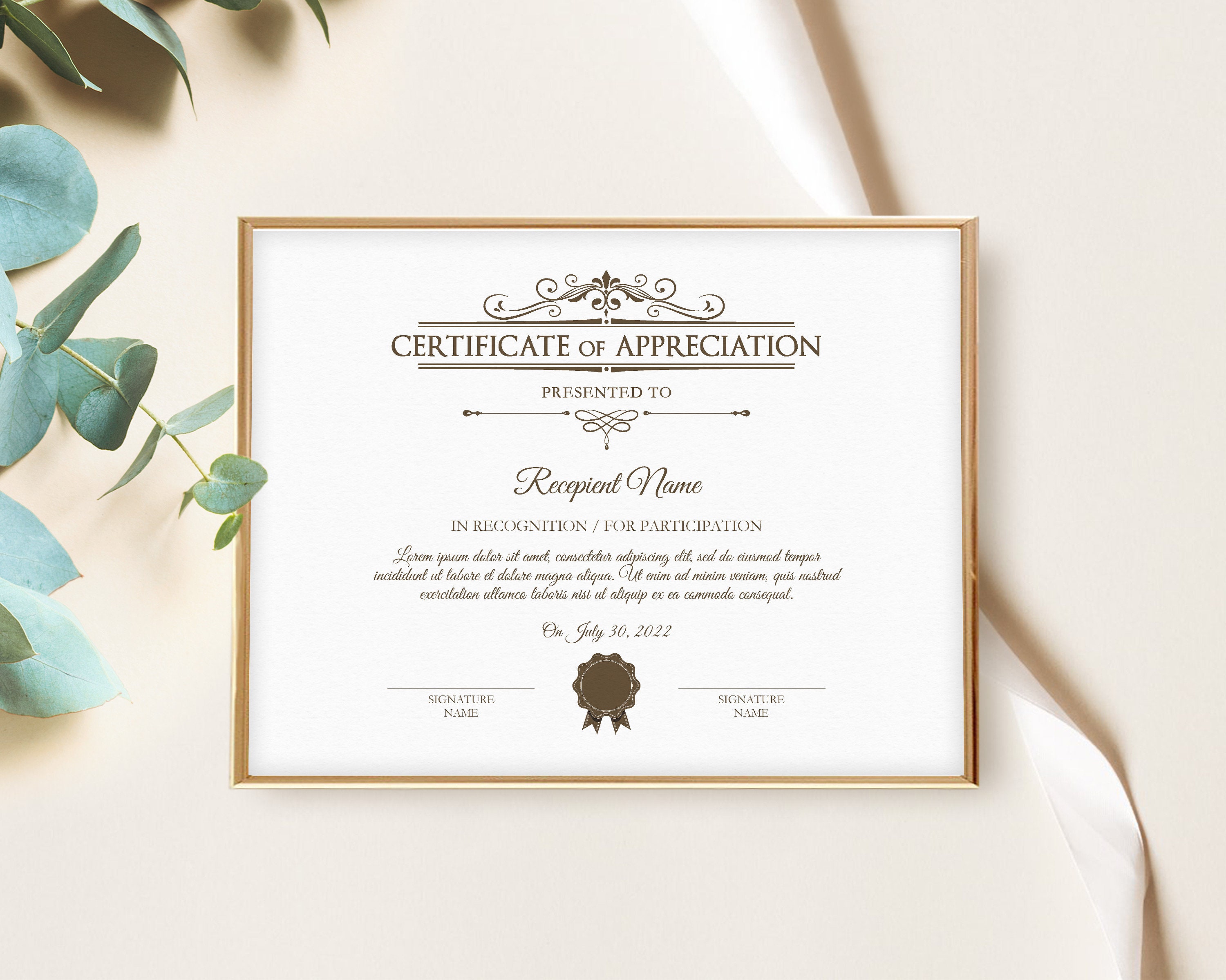 Certificate of Appreciation Editable Printable Certificate | Etsy