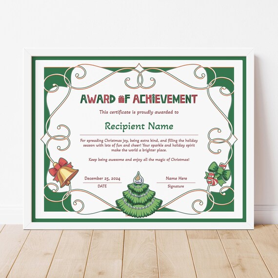 Holiday Award Certificate Printable Free Christmas Gift Certificate