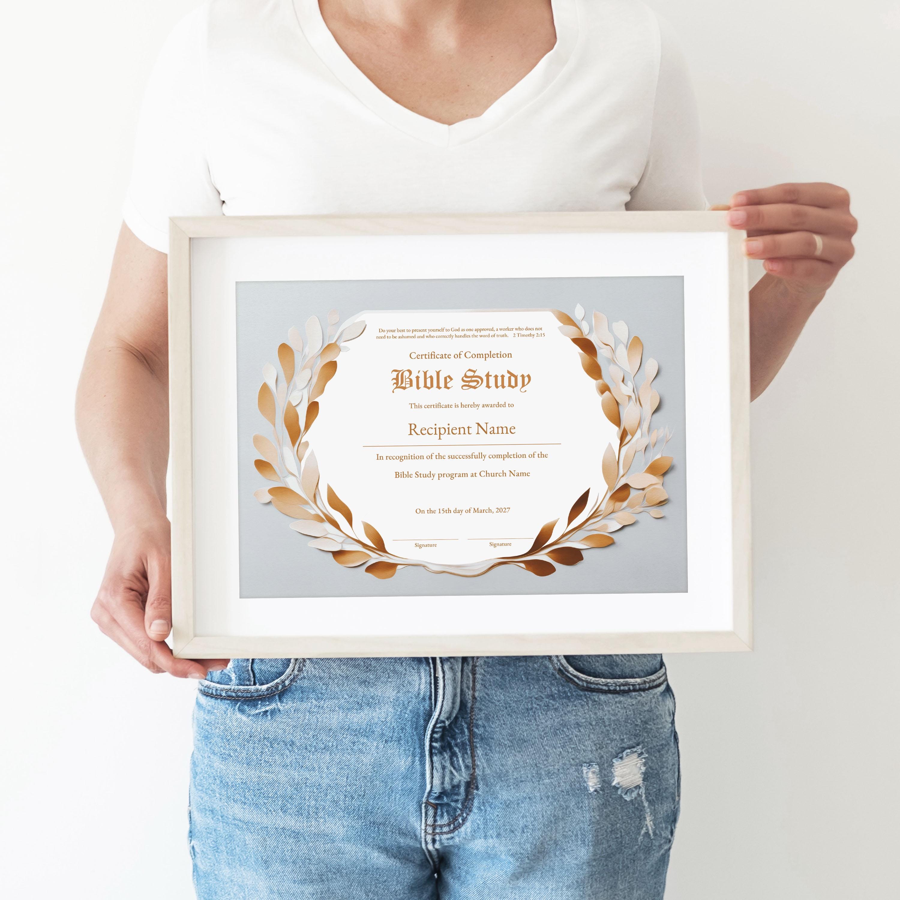 Editable Bible Study Certificate of Completion Template, Bible Study ...