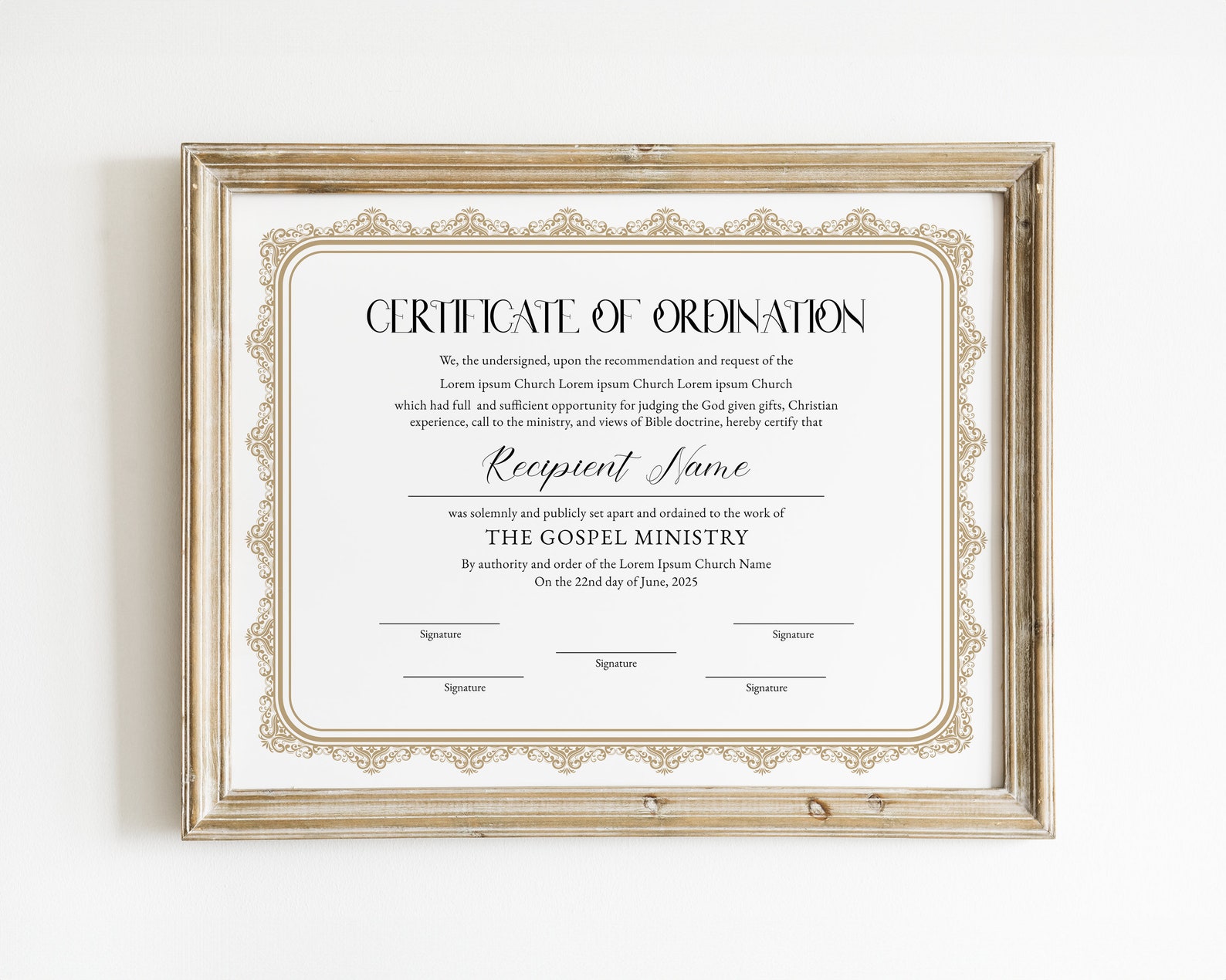 Editable Ordained Minister Certificate Template, Elegant Certificate of ...
