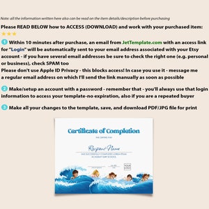 EDITABLE Swimming Certificate Template Sports Certificate - Etsy