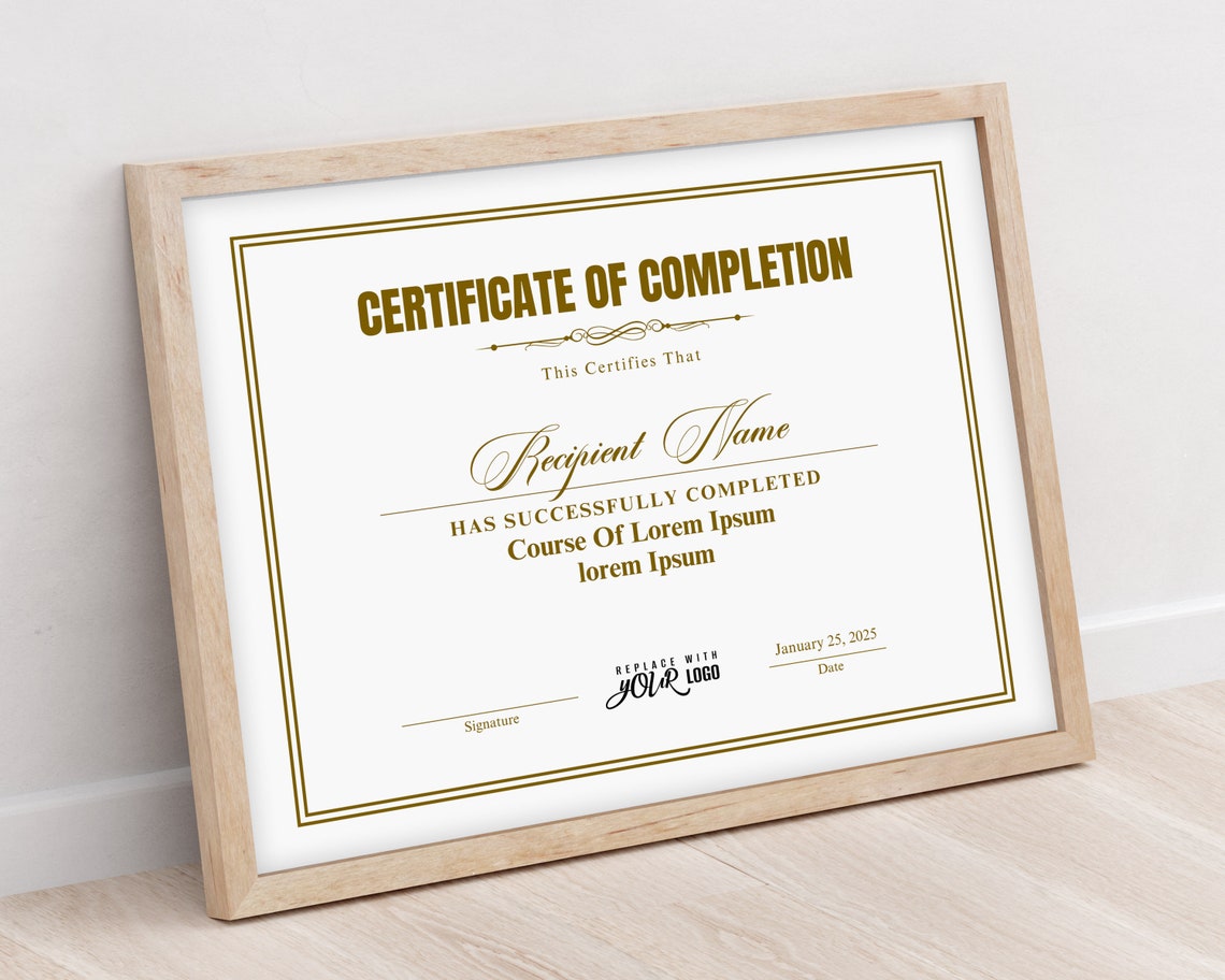 Modern Editable Certificate of Completion Minimalist Beauty - Etsy
