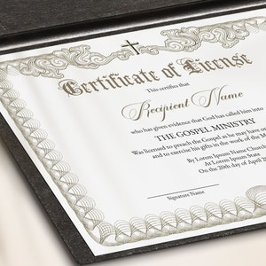 Editable License to Preach Template Printable Certificate of - Etsy