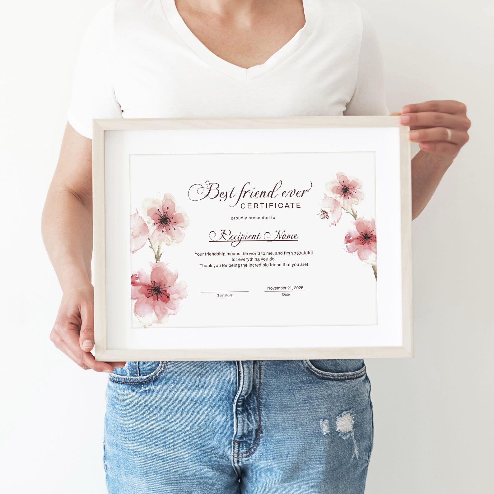 Editable Best Friend Forever Certificate Template, Personalized Gift ...