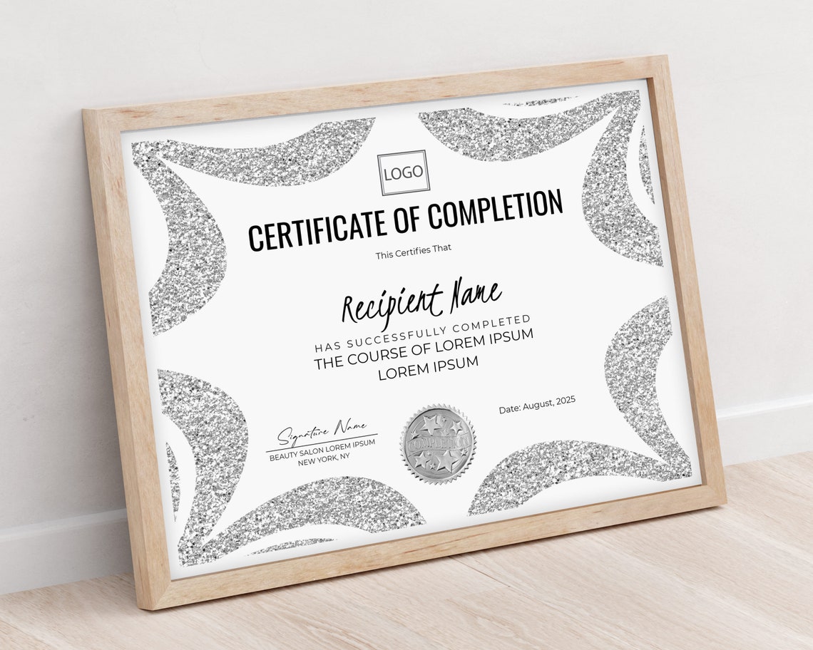 Editable Certificate of Completion Modern Printable Editable | Etsy