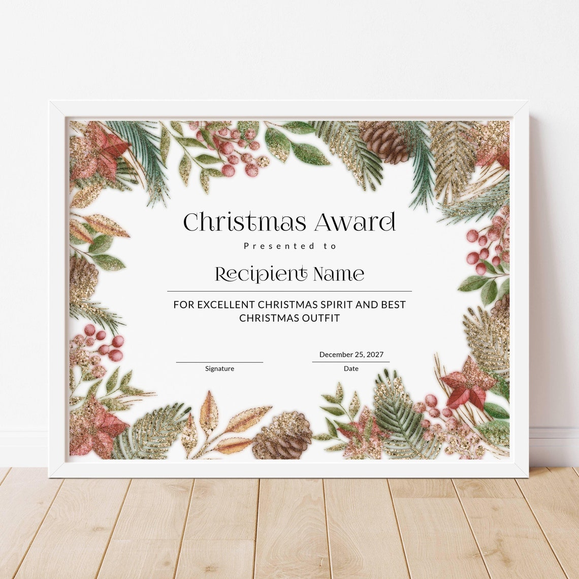 Editable Christmas Certificate Template, Printable Christmas Award ...