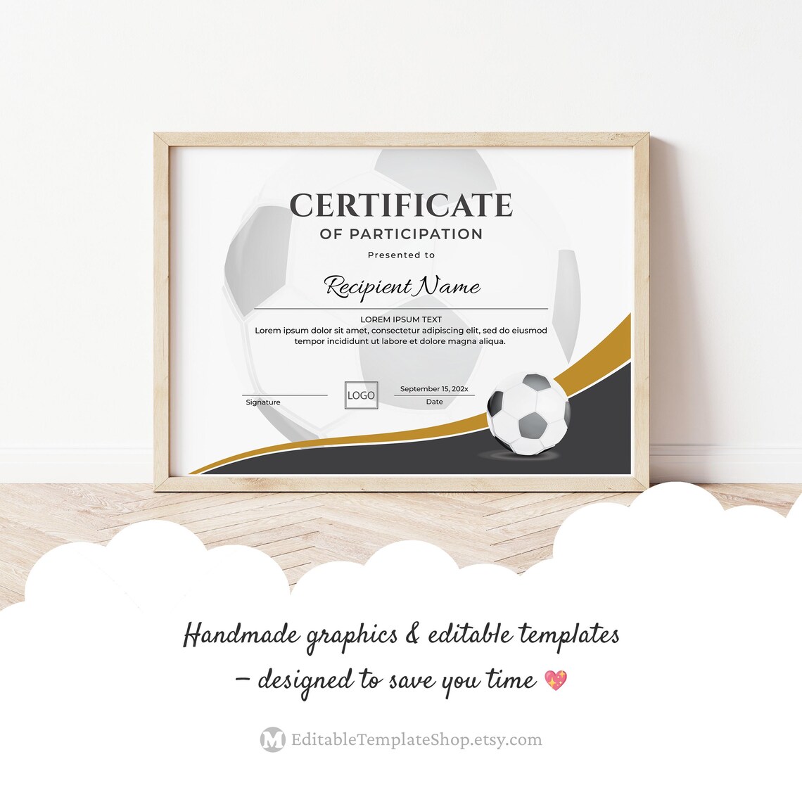 Editable Soccer Football Certificate Template, Sports Certificate Award ...