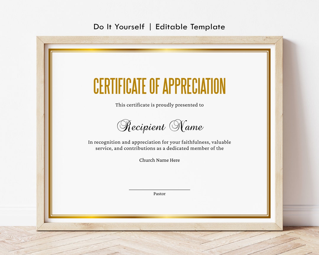 Editable Appreciation Certificate Template, Customizable Awards for ...