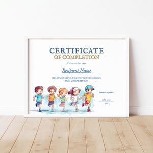 EDITABLE School Run Competition Certificate Template, Kids Running ...
