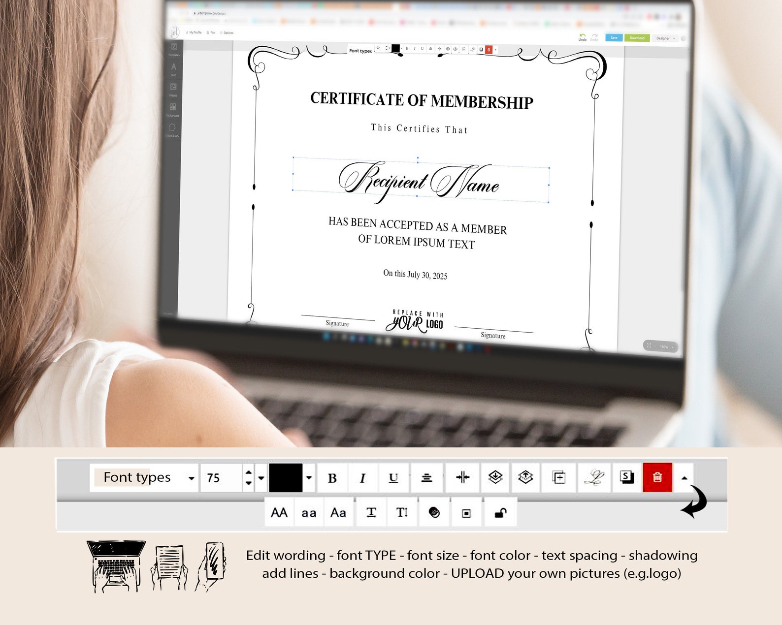 EDITABLE Membership Certificate Template Minimalist - Etsy