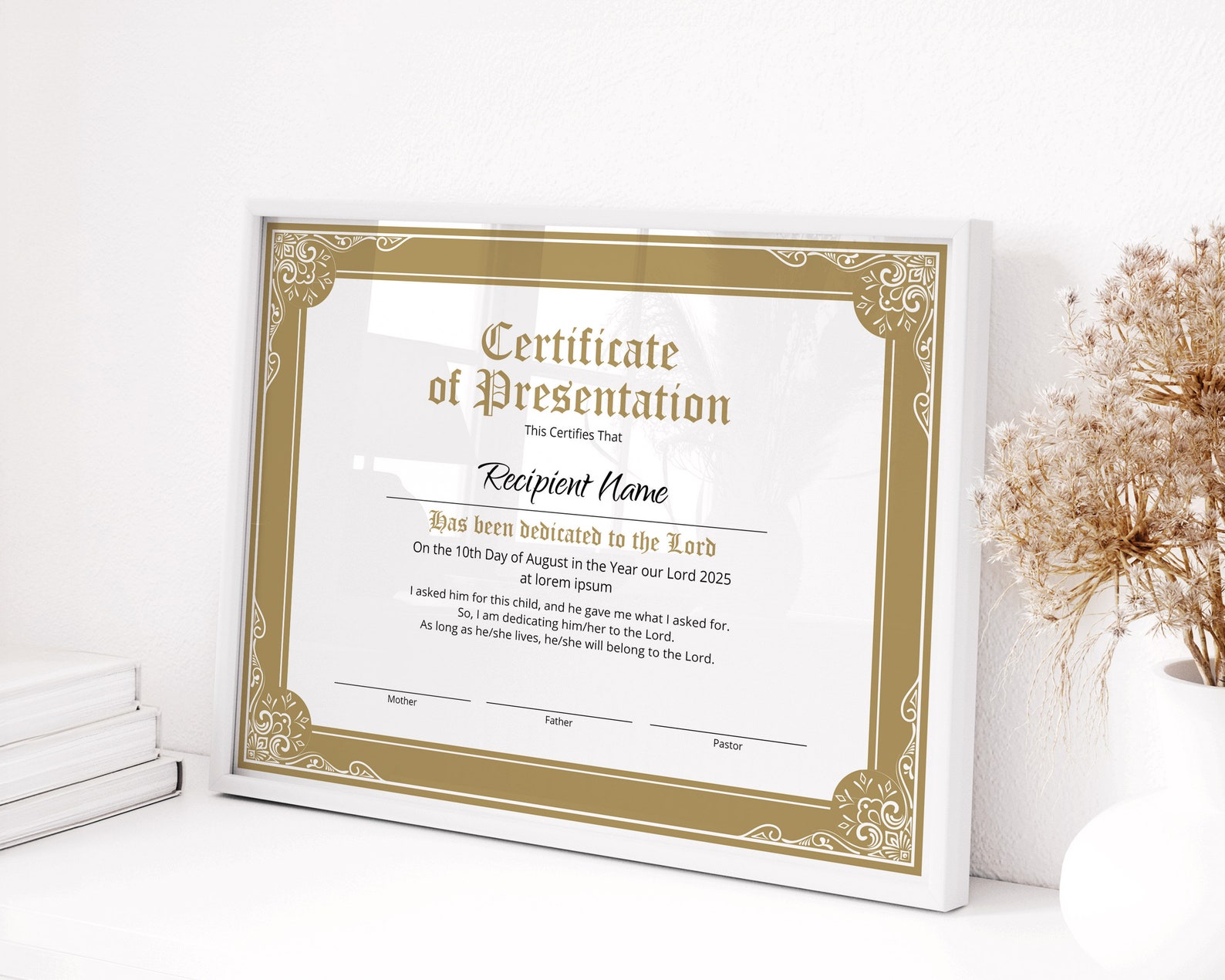 Editable Certificate of Presentation Template, Printable Church ...