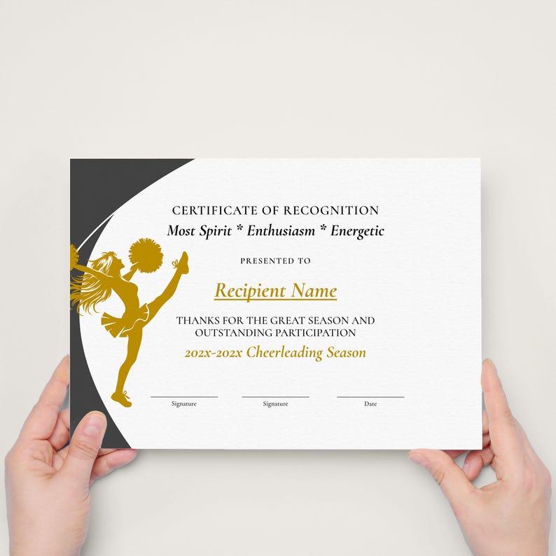 EDITABLE Cheerleader Certificate Template, Cheerleading Award ...