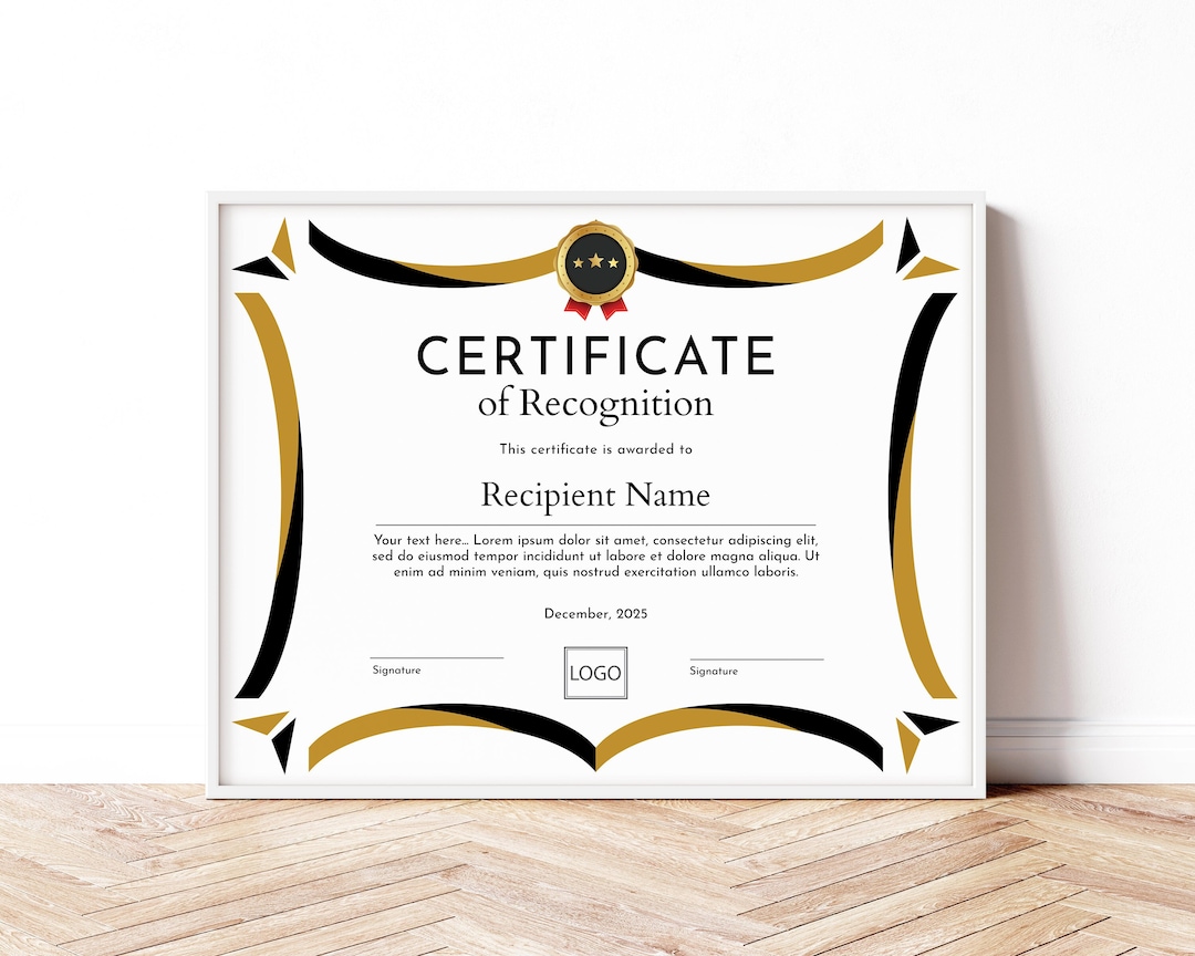 Employee Recognition Certificate Template, Editable Certificate of ...
