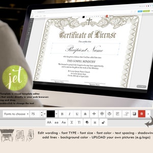 Editable License to Preach Template Printable Certificate of - Etsy