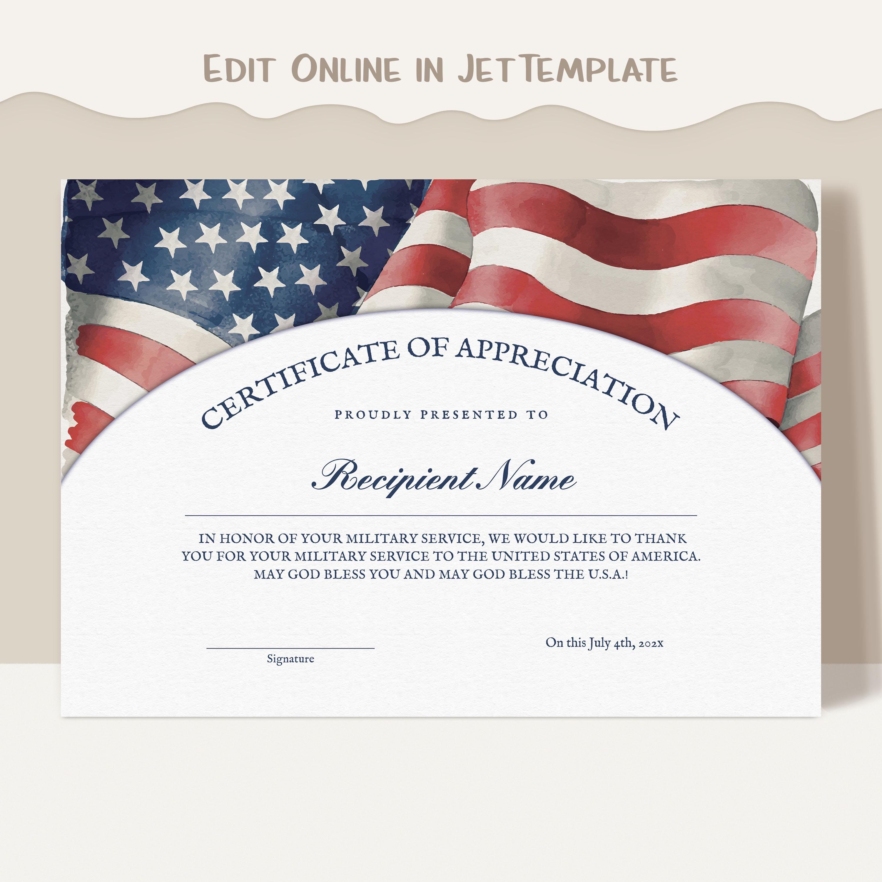 American Flag Certificate Background