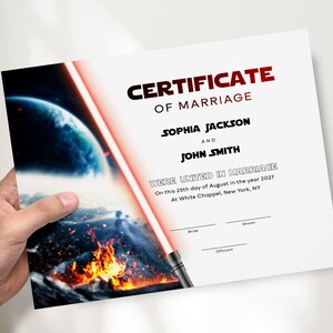 Star Wars Wedding Certificate Template, Star Wars Marriage Certificate ...
