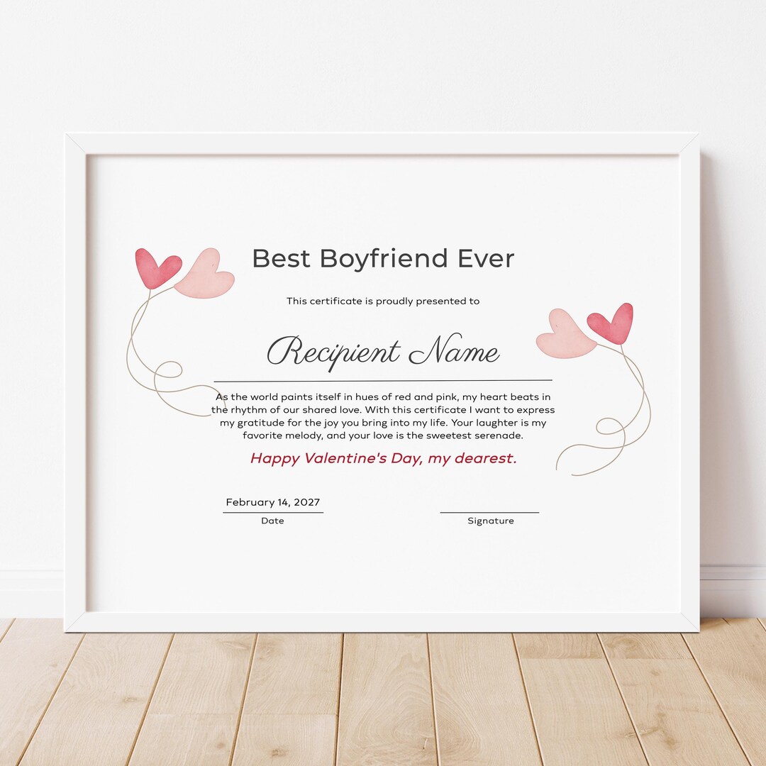 Best Boyfriend Ever Personalized Valentine's Day Gift for Him, Love ...