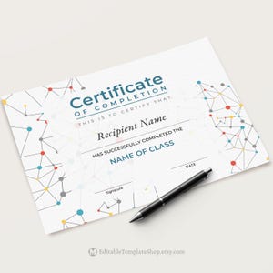 Editable STEM Certificate of Completion Template Modern Science Design ...
