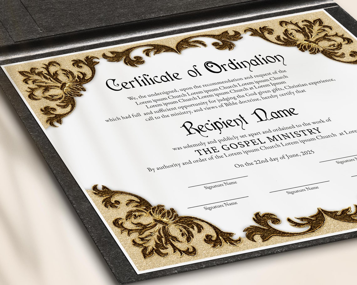 Editable Ordination Certificate Template Printable - Etsy