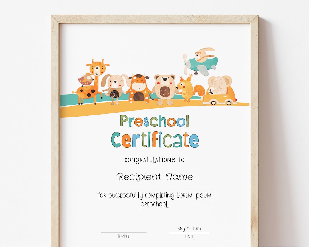 Preschool Certificate Award Template Preschool Graduation Completion ...