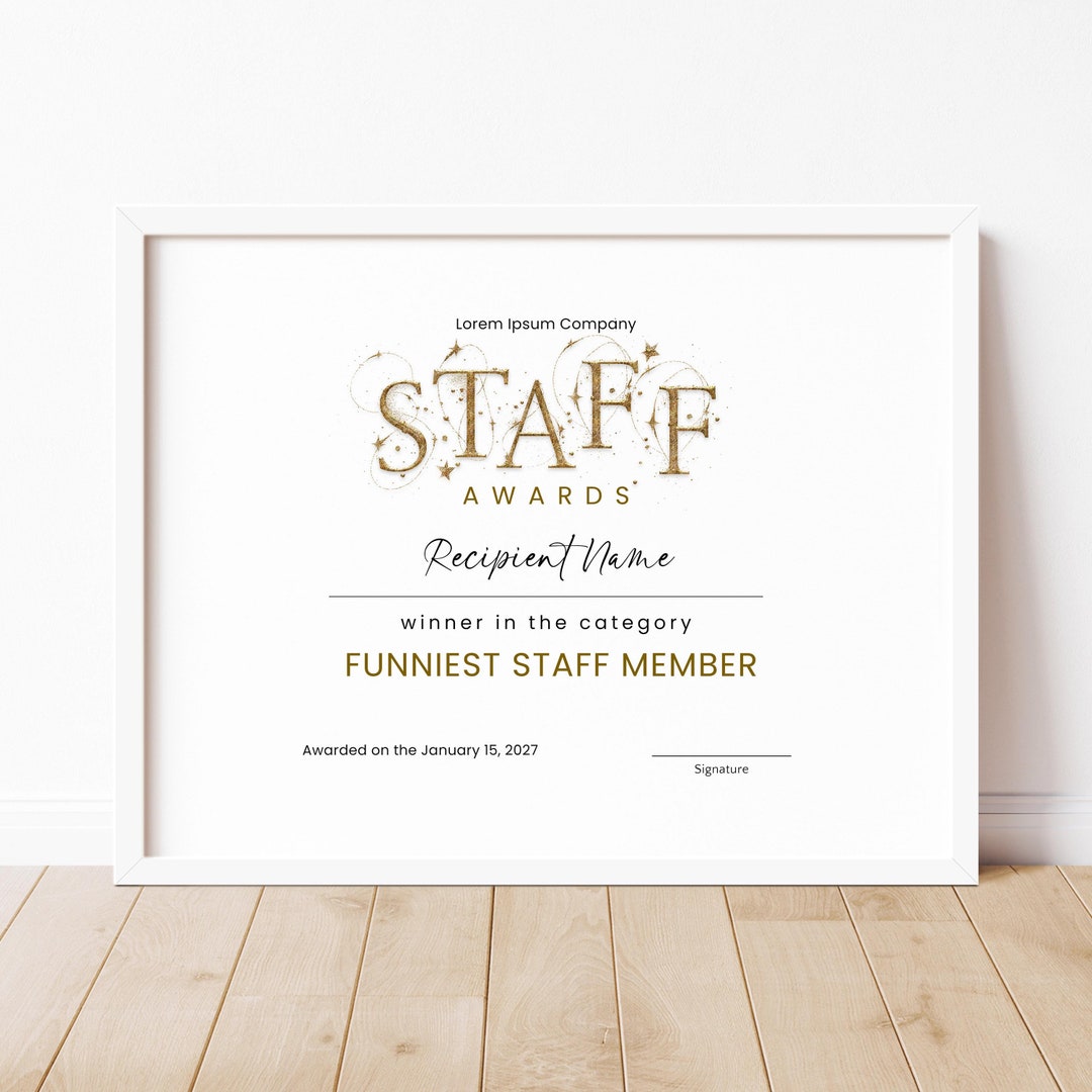 Best Staff Awards, Funniest Staff Member, EDITABLE Best Employee ...