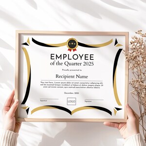 Editable Employee of the Quarter, Printable Employee Awards, Gift ...