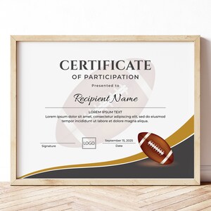 Editable American Football Certificate Template, Sports Certificate ...