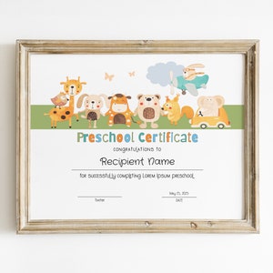 Preschool Award Certificate Template Preschool Graduation Completion ...