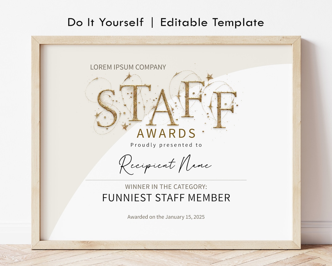 Best Staff Awards, Funniest Staff Member, EDITABLE Best Employee ...