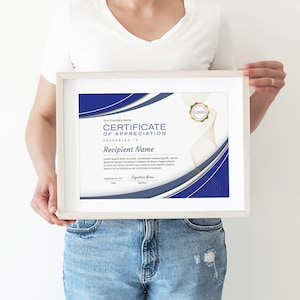 Modern Blue Certificate of Appreciation Printable Appreciation Award ...