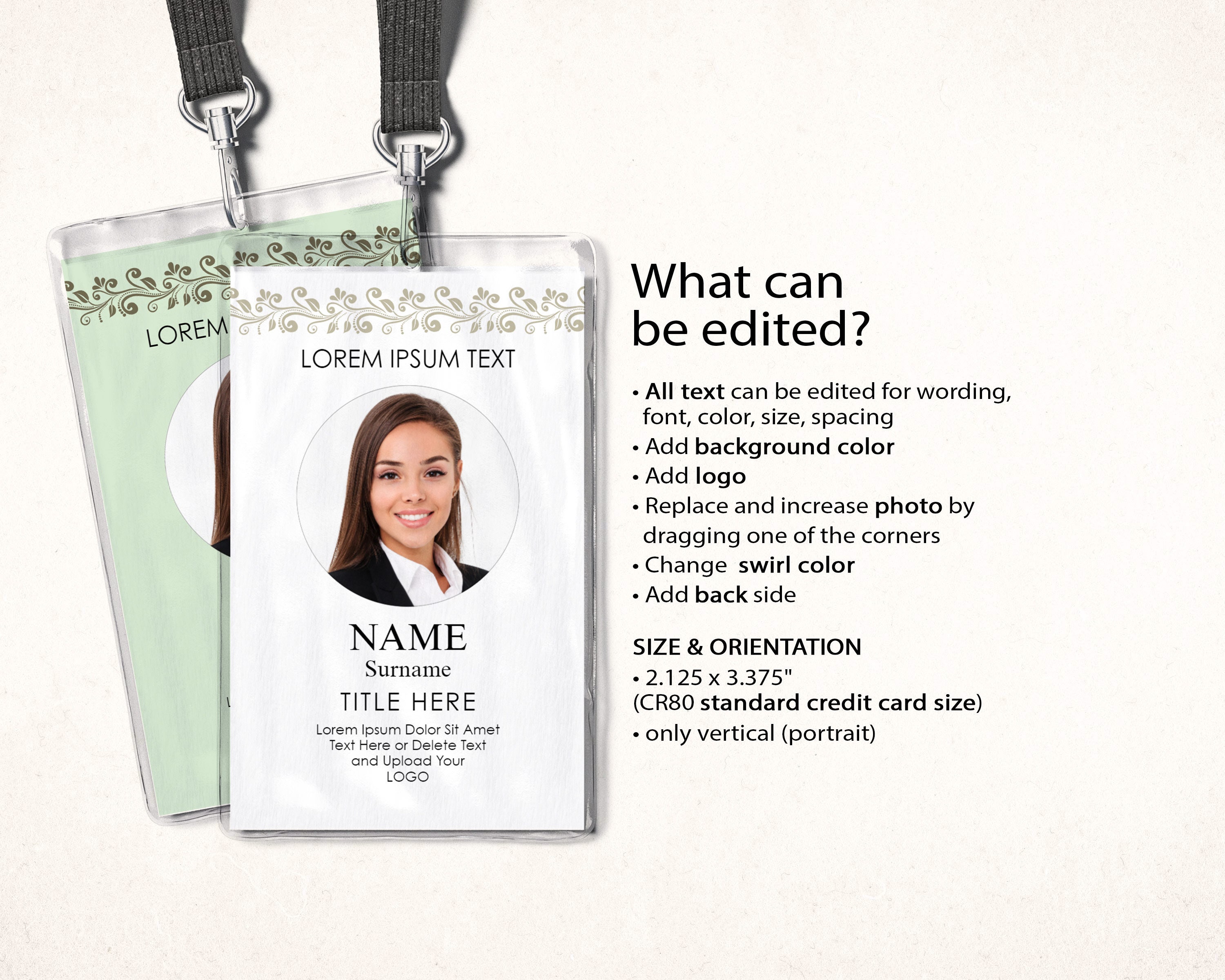 Editable Circle Photo ID Card Template Printable ID Badge - Etsy