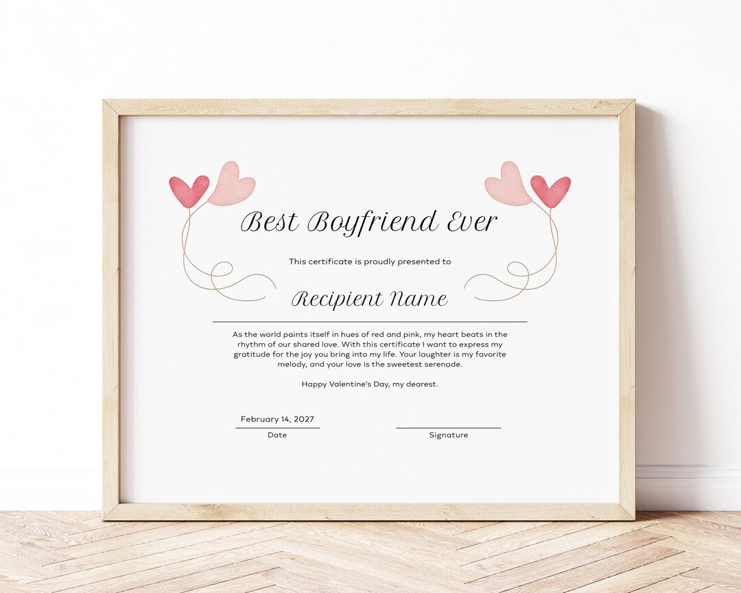 Best Boyfriend Ever Personalized Valentines Day Gift for Him, Love ...