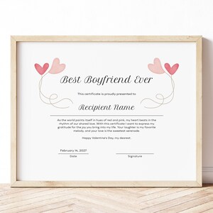 Best Boyfriend Ever Personalized Valentines Day Gift for Him, Love ...