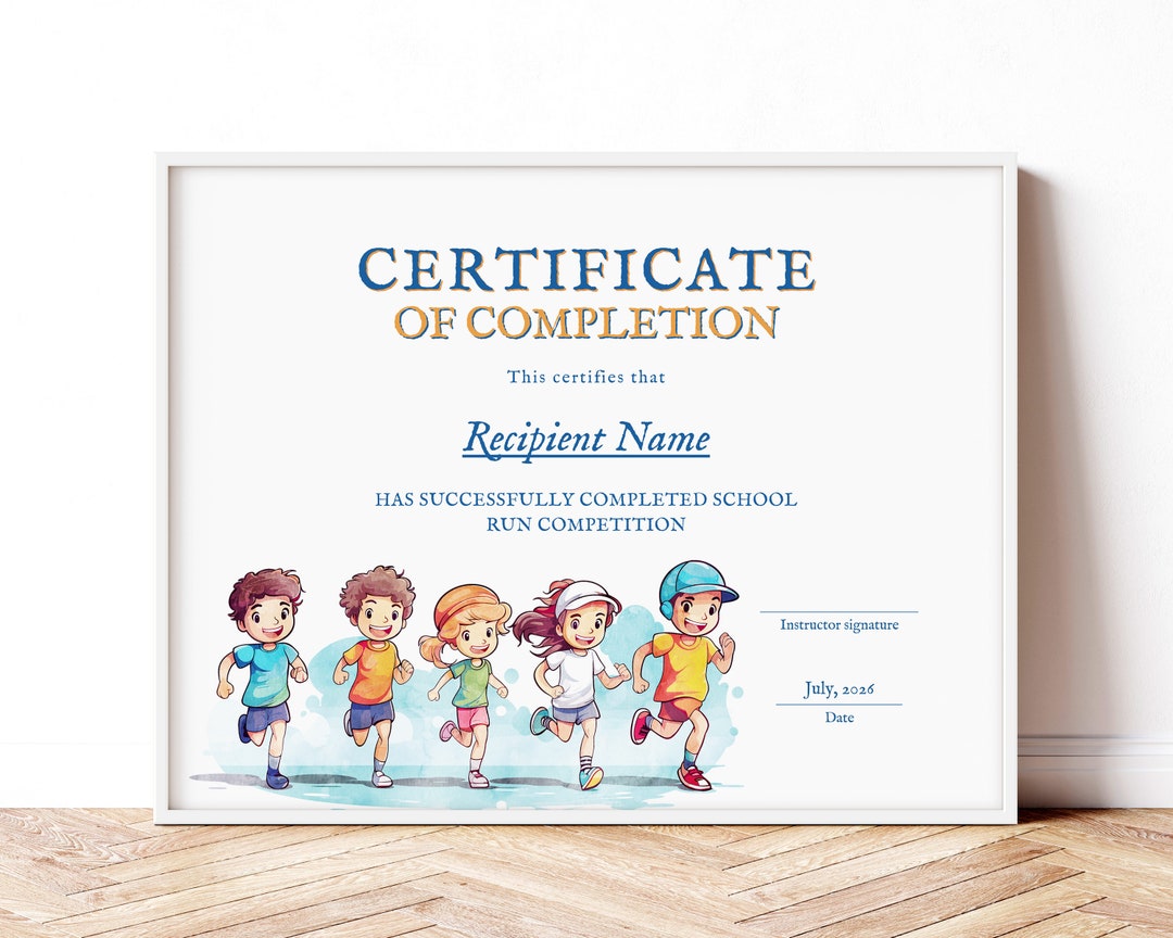EDITABLE School Run Competition Certificate Template, Kids Running ...