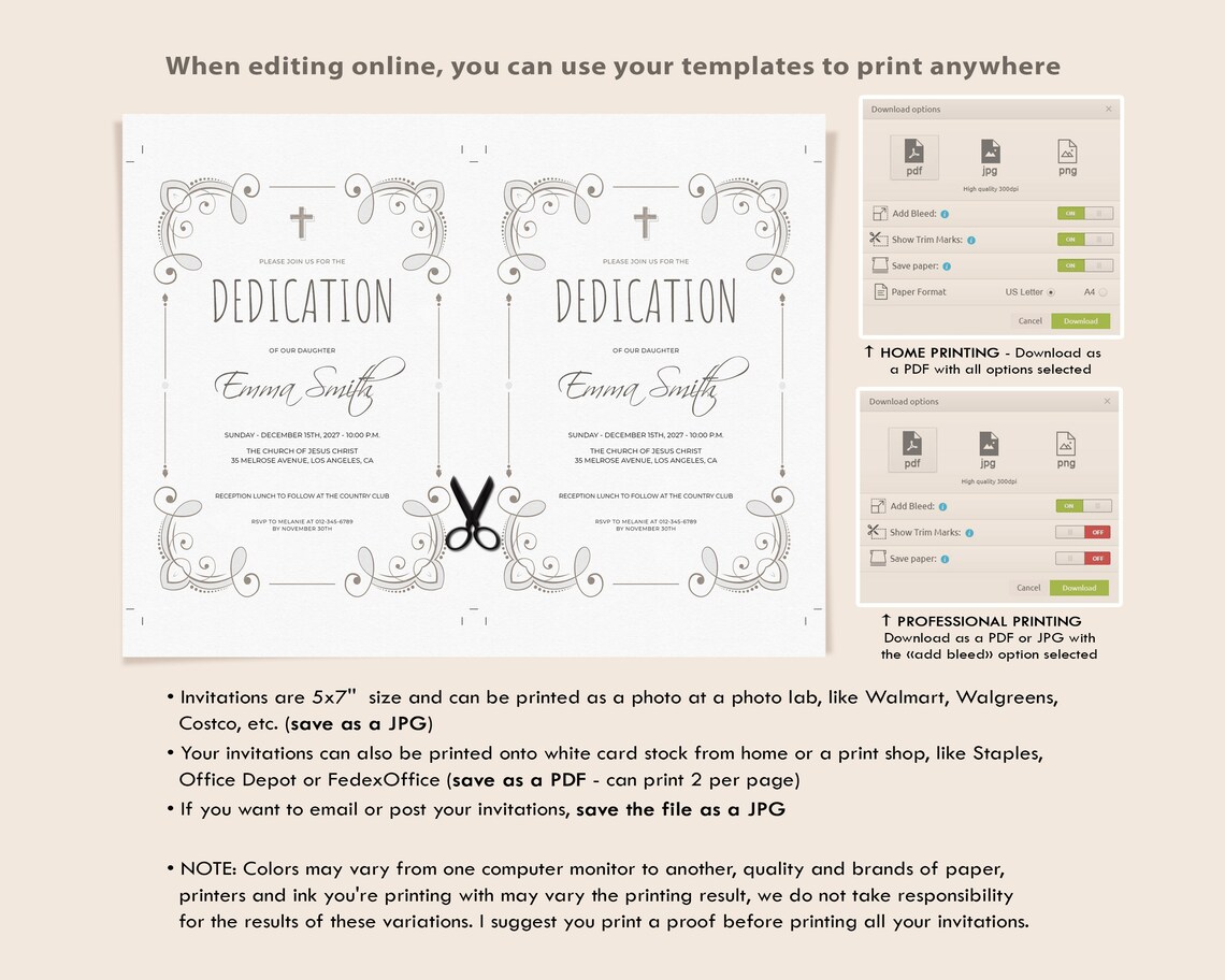 Editable Dedication Invite Template Printable Invitation Boy - Etsy