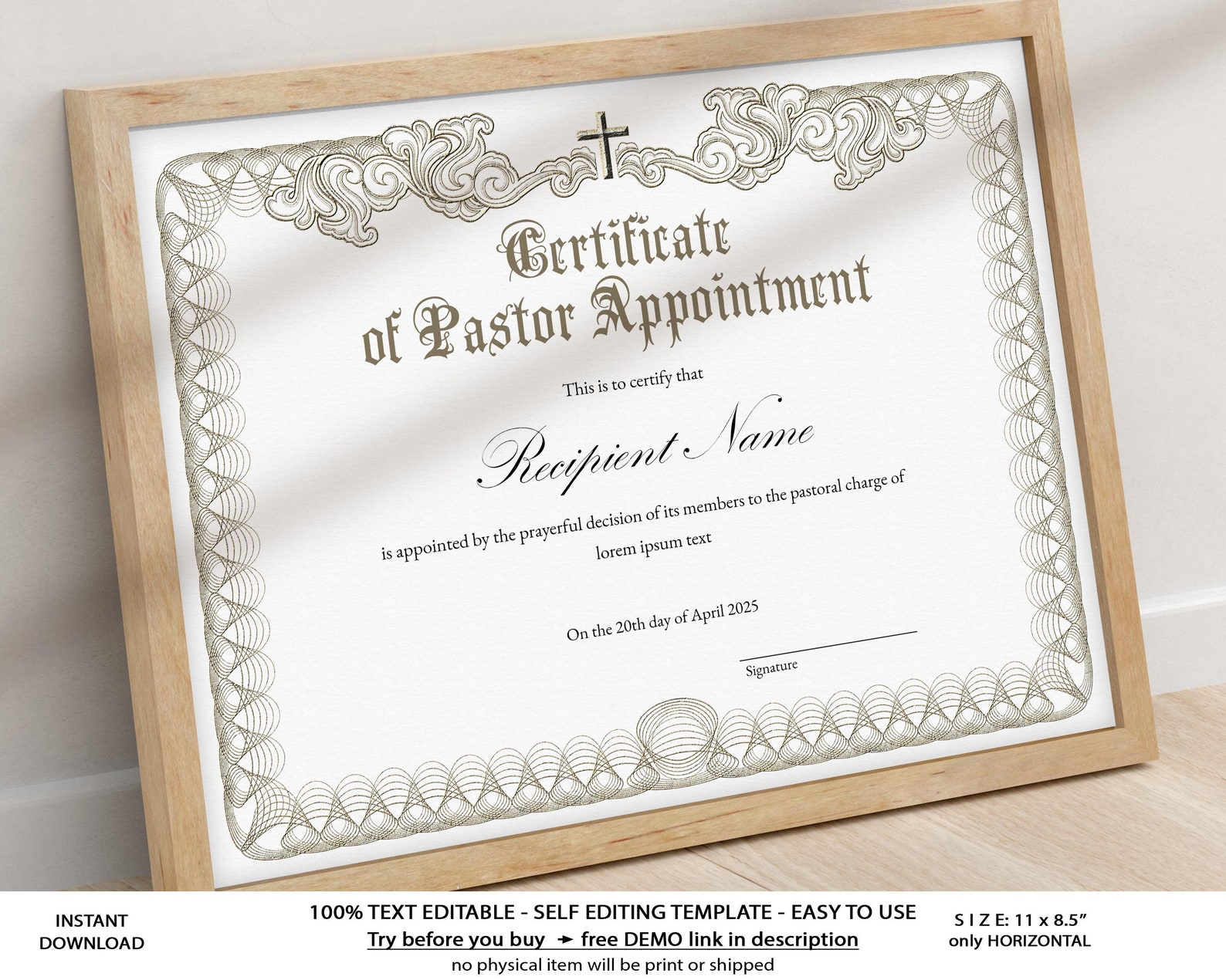 Editable Pastor Appointment Certificate Template Printable | Etsy