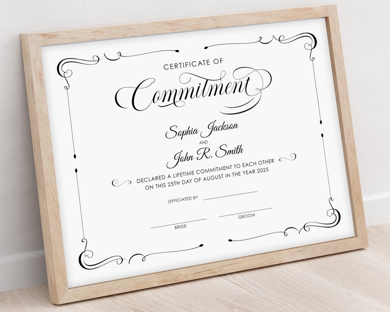 Editable Commitment Certificate Template Elegant Minimalist - Etsy