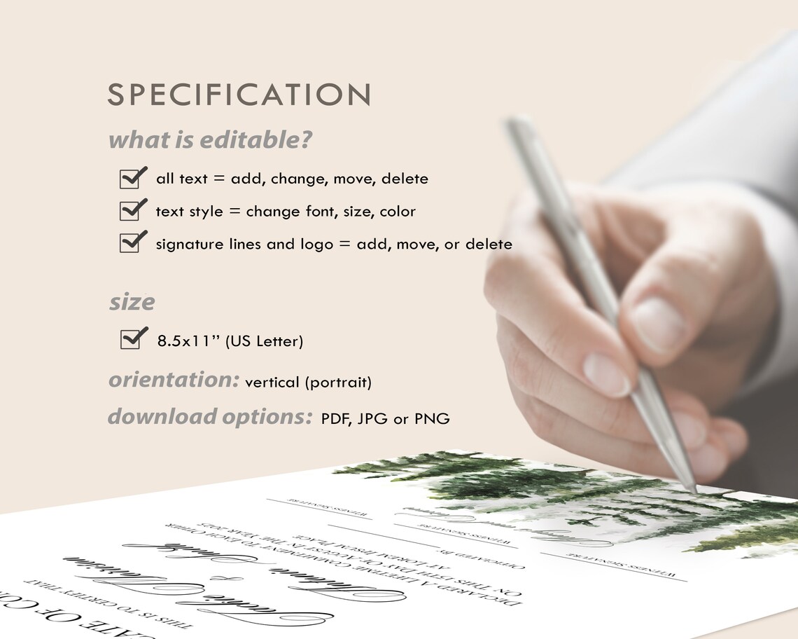 Commitment Ceremony Certificate Template Editable Certificate - Etsy