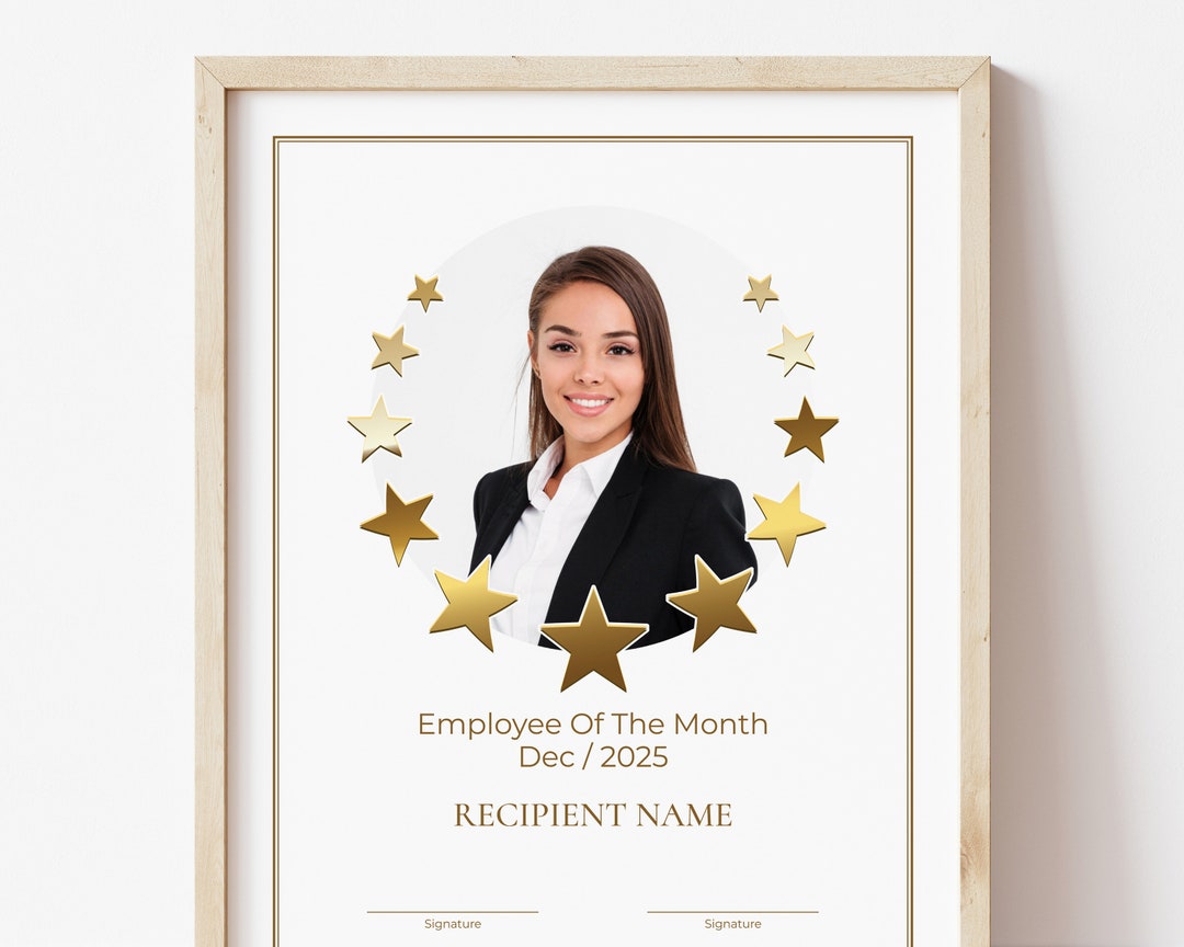 Editable Recognition Best Employee of the Month Year Quarter Employee ...