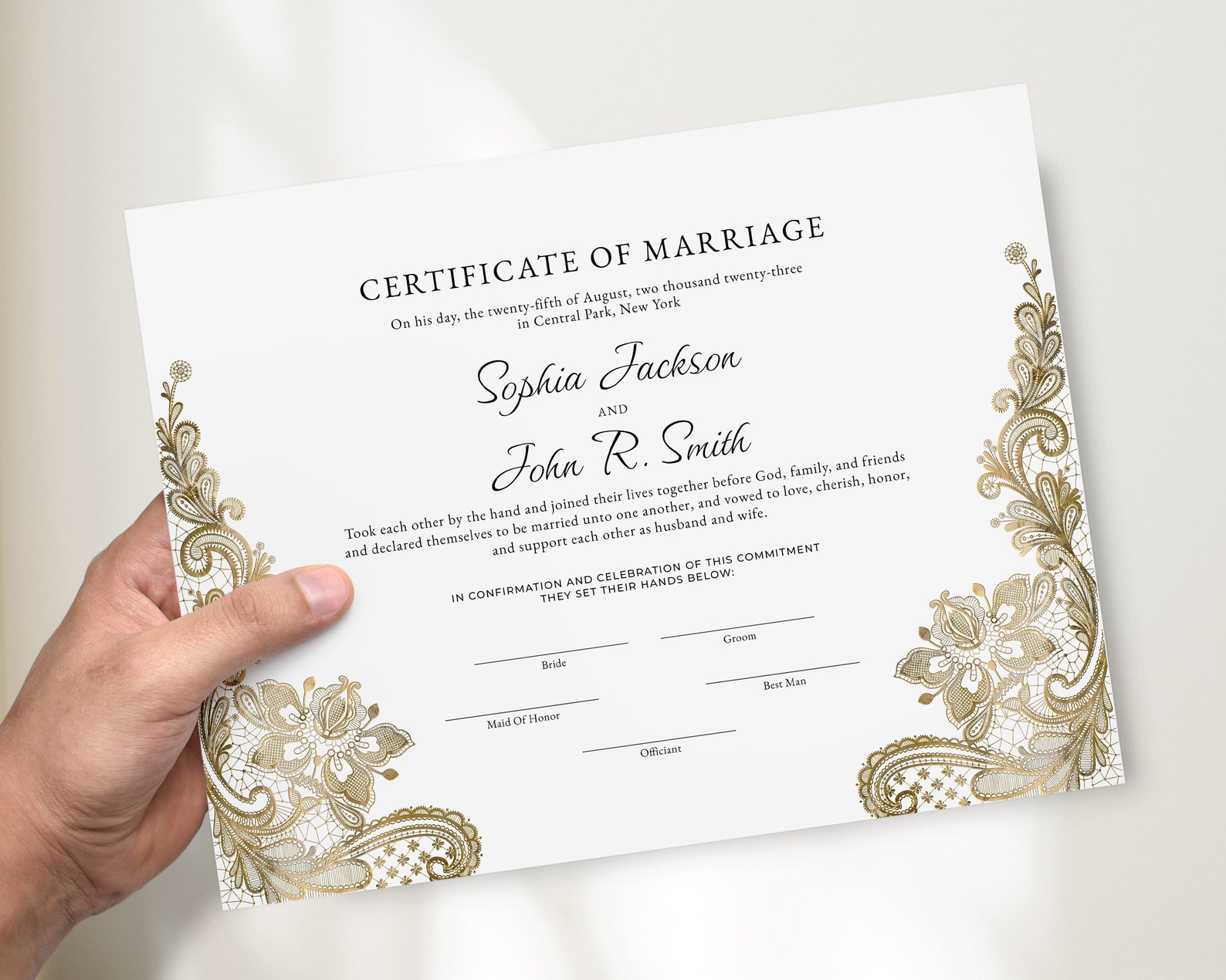 Editable Certificate of Marriage, Wedding Keepsake Marriage Certificate ...