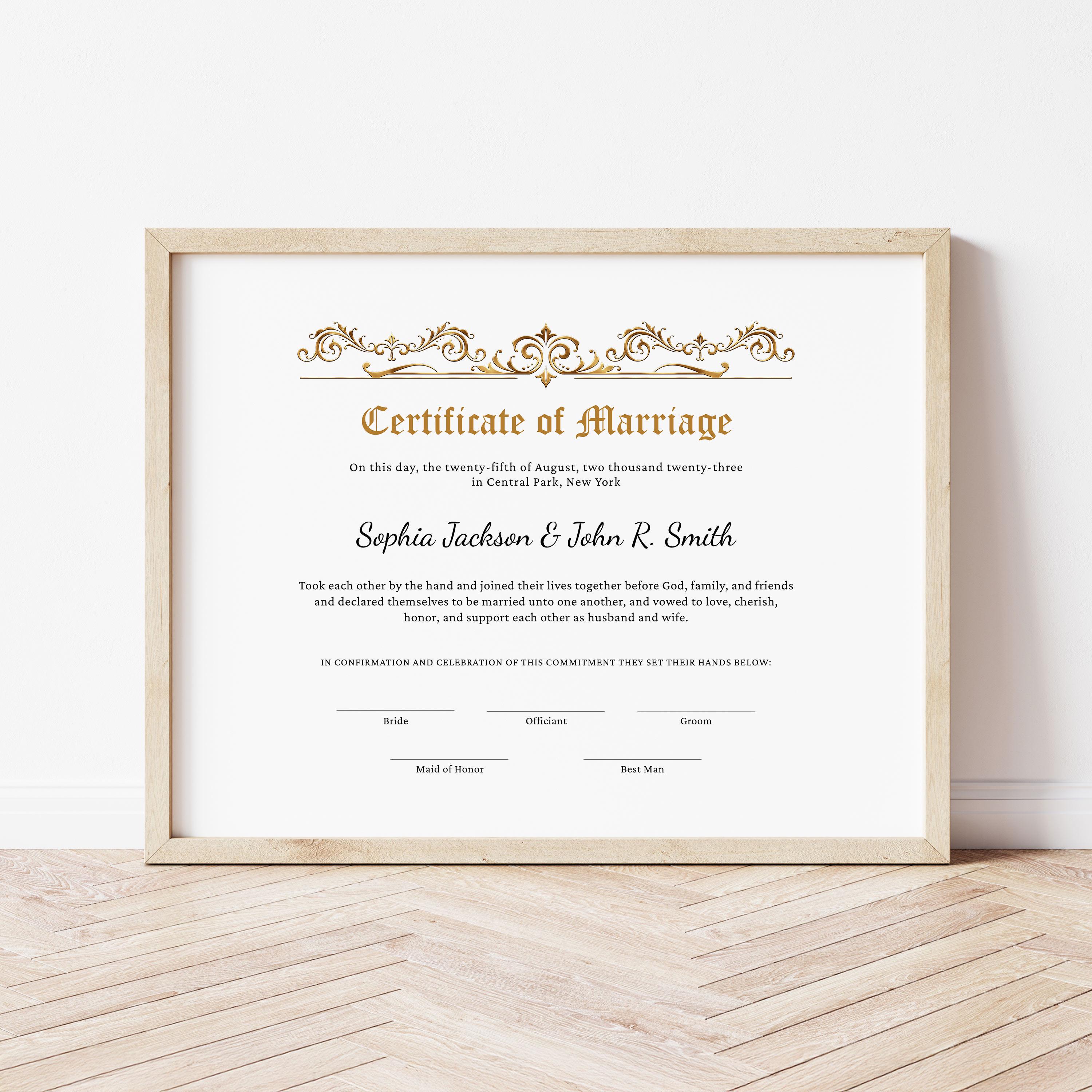 Native American Keepsake Wedding Certificate