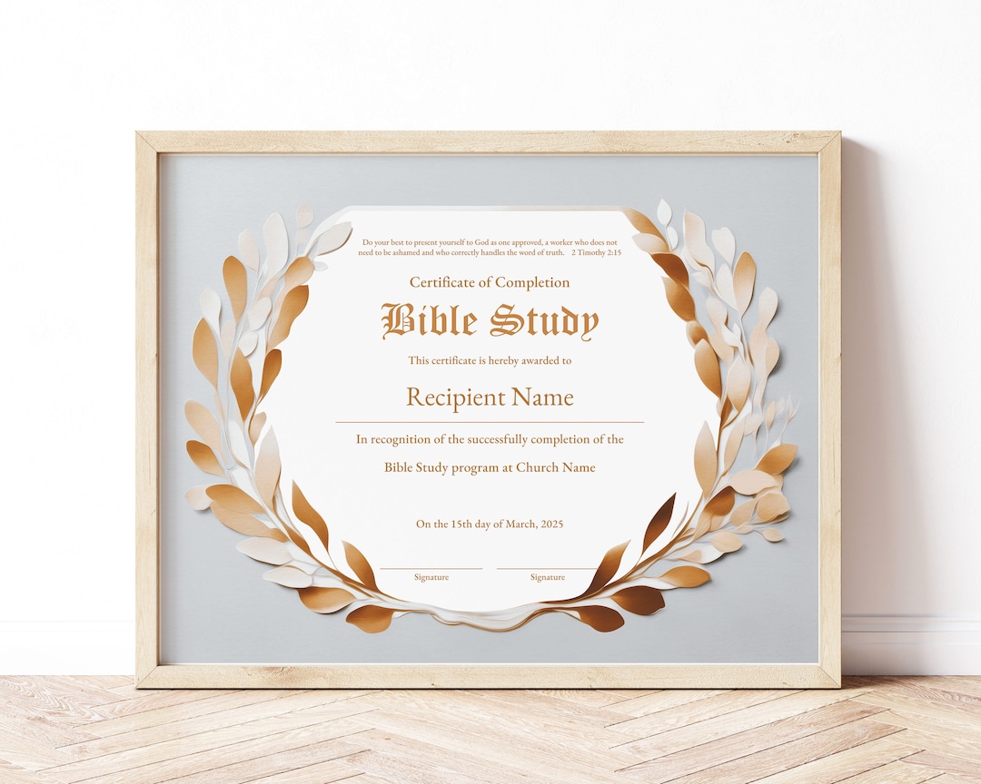 Editable Bible Study Certificate of Completion Template, Bible Study ...