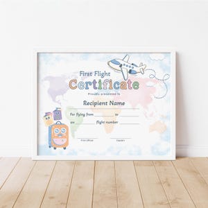 My First Flight Certificate Template Award Certificate for Kids Travel ...