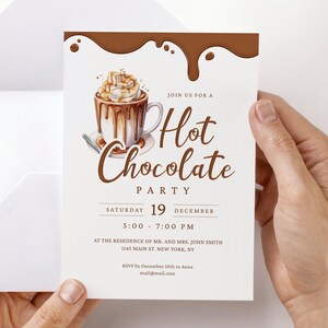 Hot Chocolate Party Invitation Editable Template, Birthday Party Invite ...