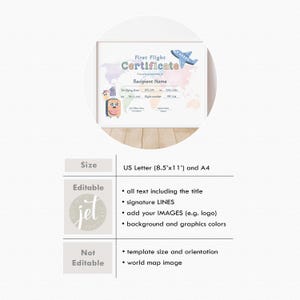 Editable My First Flight Certificate Template Award Certificate for ...