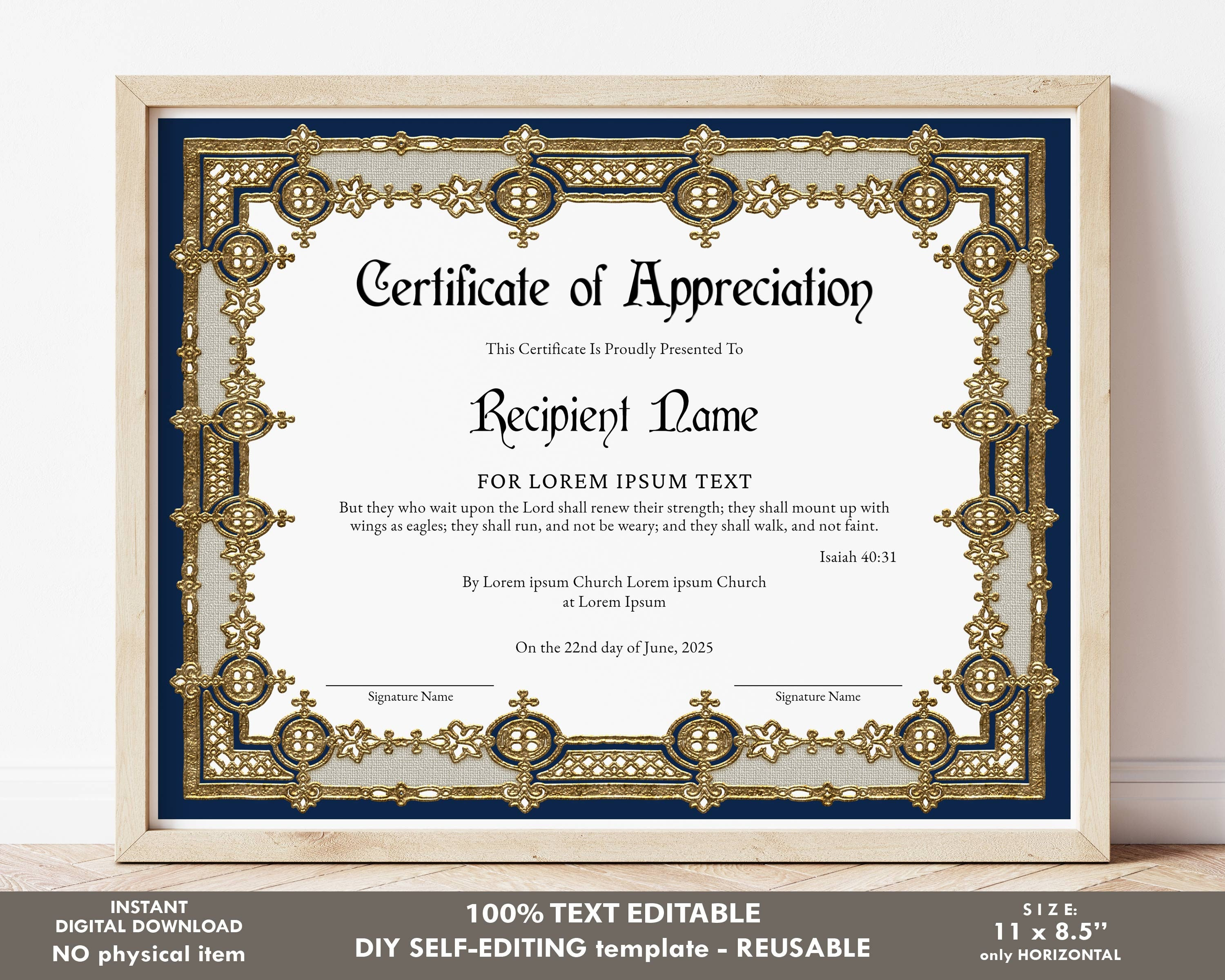 Religious Certificate Of Appreciation Template