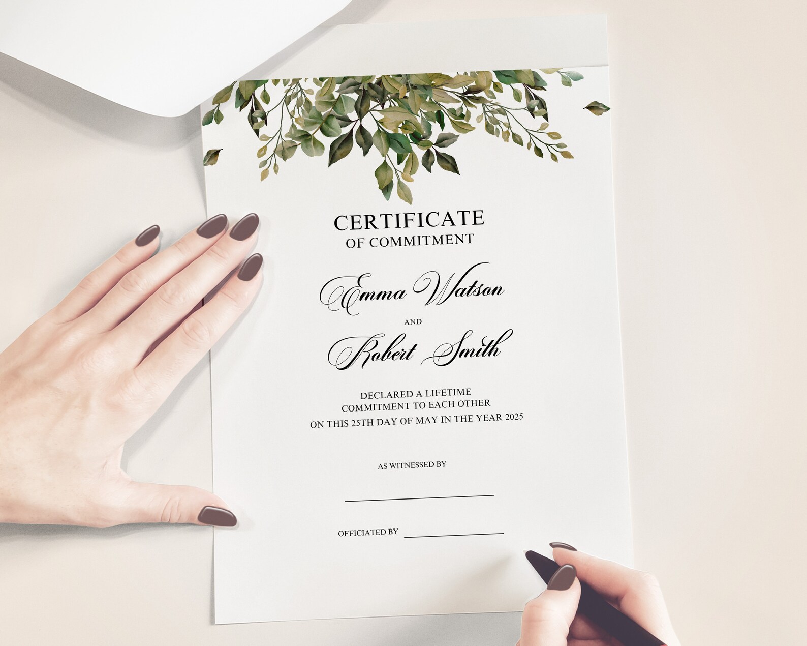 Certificate of Commitment Editable Commitment Wedding - Etsy