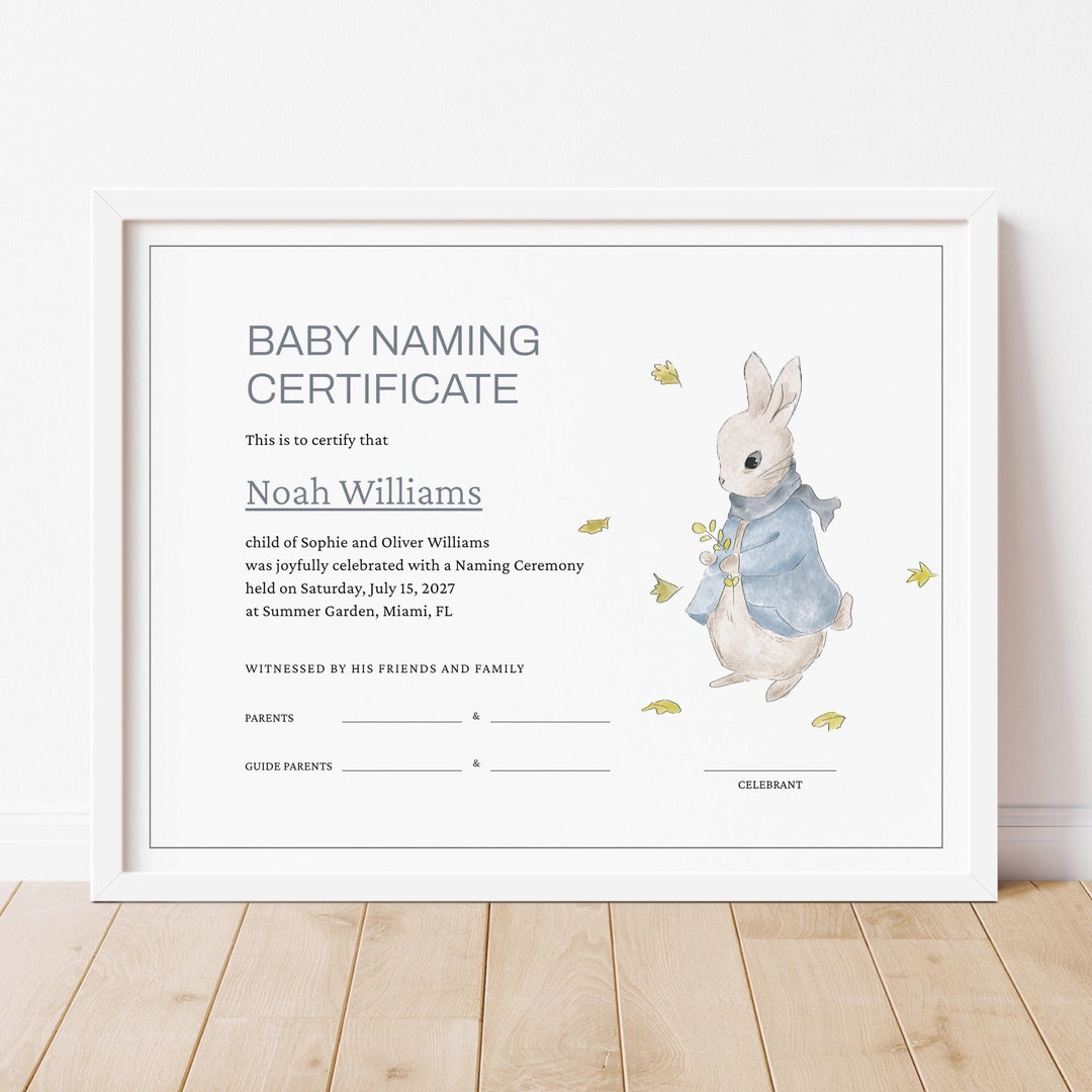 Editable Baby Naming Certificate Template Printable Certificate of ...
